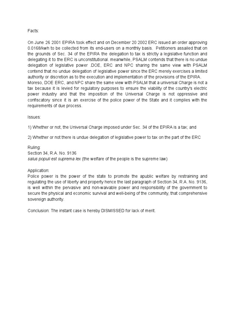 EPIRA Universal Charge Legal Analysis | PDF | Law