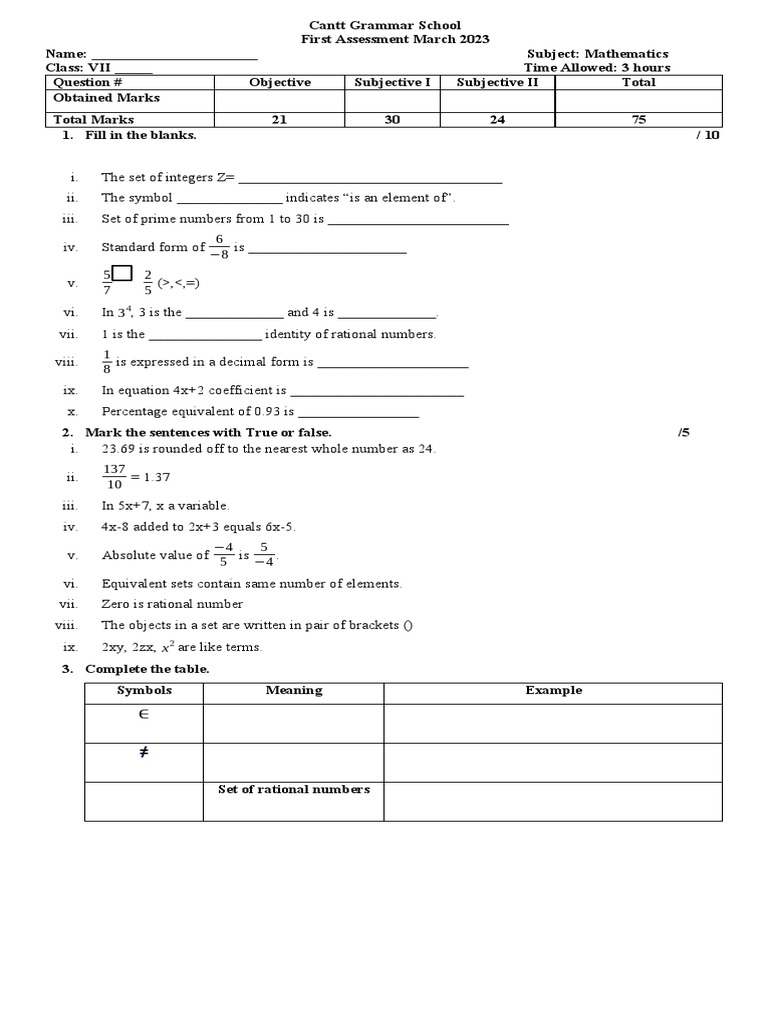 Class 7 Maths First | PDF | Area | Mathematics