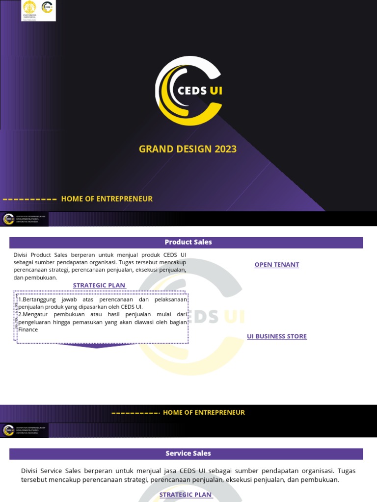 GRAND DESIGN CEDS UI 2023 (Marketing, Secretary, and Operation) | PDF | Karier & Perkembangan ...