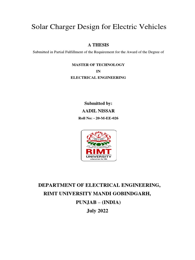 Final Thesis on Solar Charger Design for Electric Vehicles(AADIL NISSAR ...