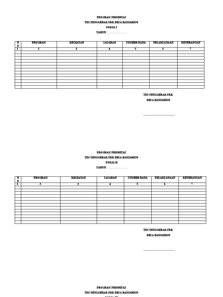 Lembar Program Prioritas | PDF