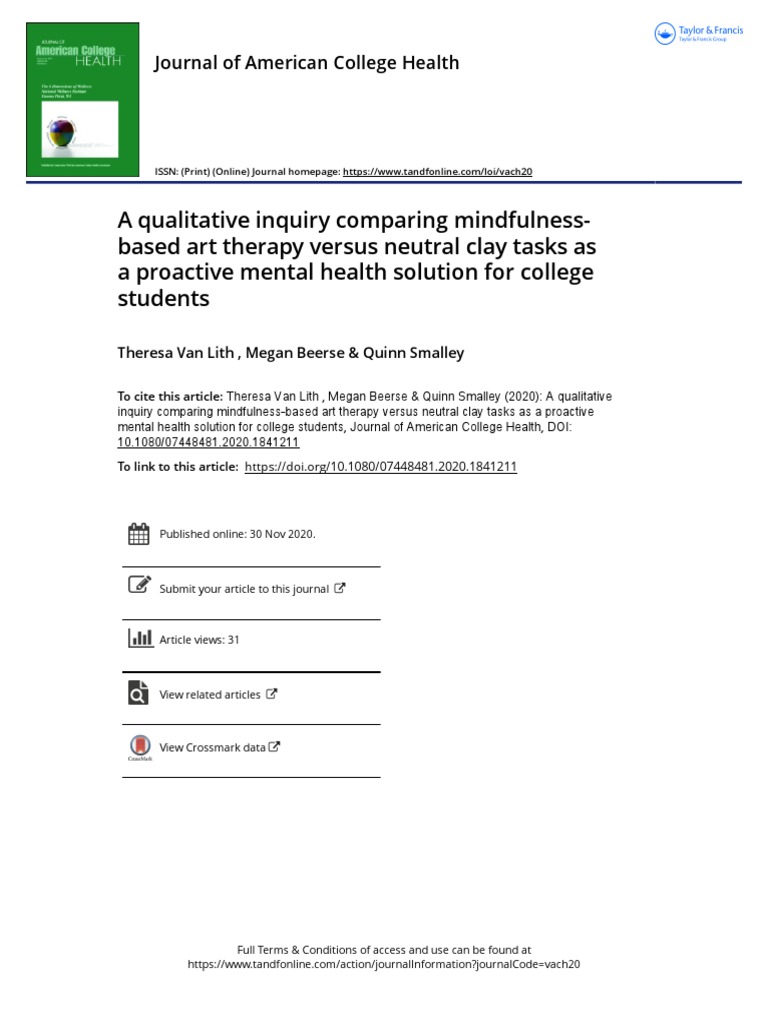 A Qualitative Inquiry Comparing Mindfulness-Based Art Therapy Versus ...