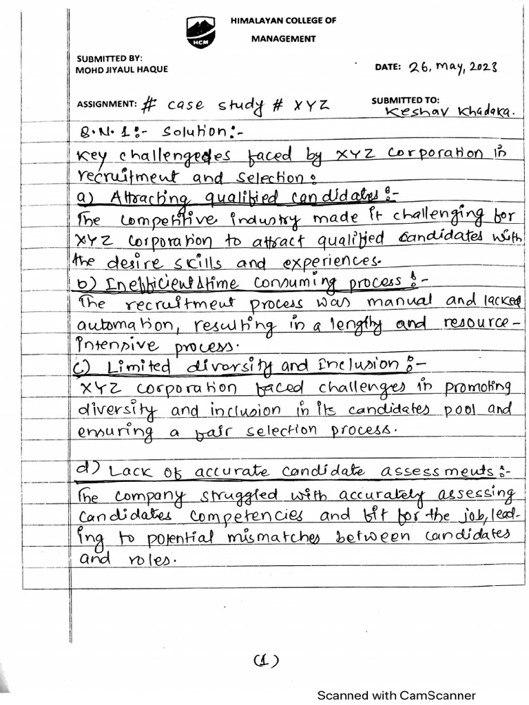 Case Study XYZ Corporation | PDF