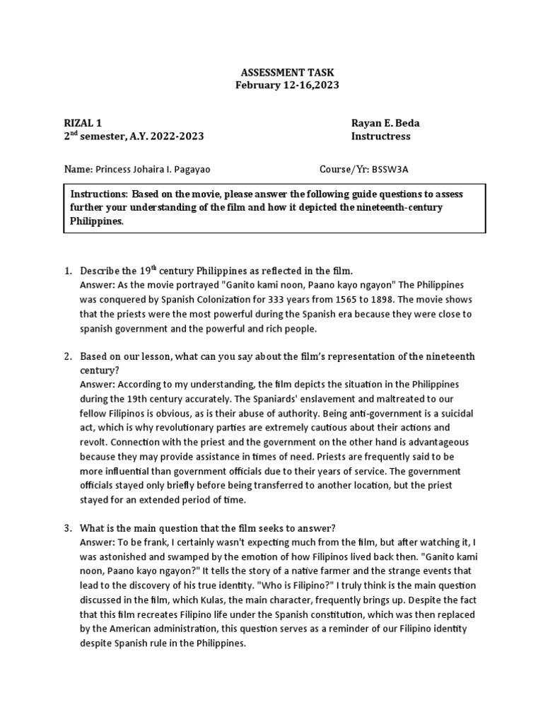 Assessment Task | PDF | Philippines
