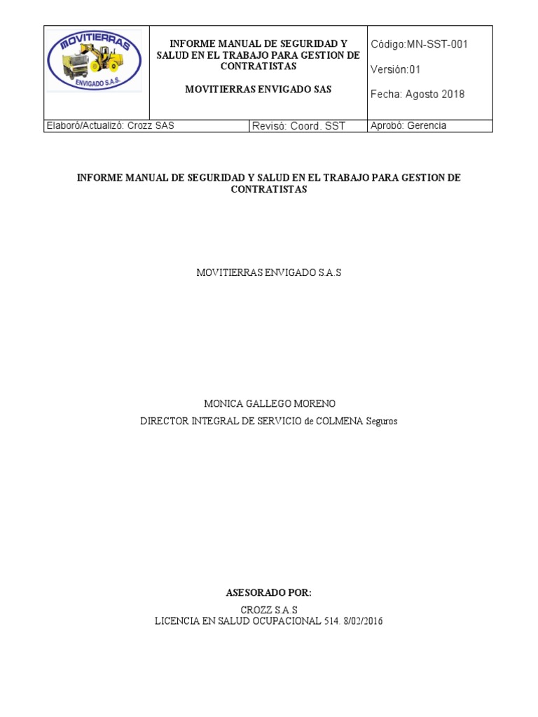 Manual de SST para Gestion de Contratistas | PDF | Residuos | Outsourcing