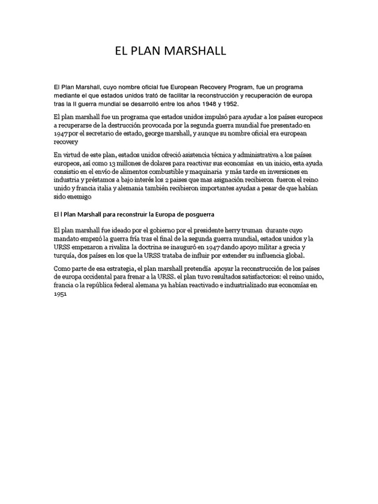 El Plan Marshall | PDF