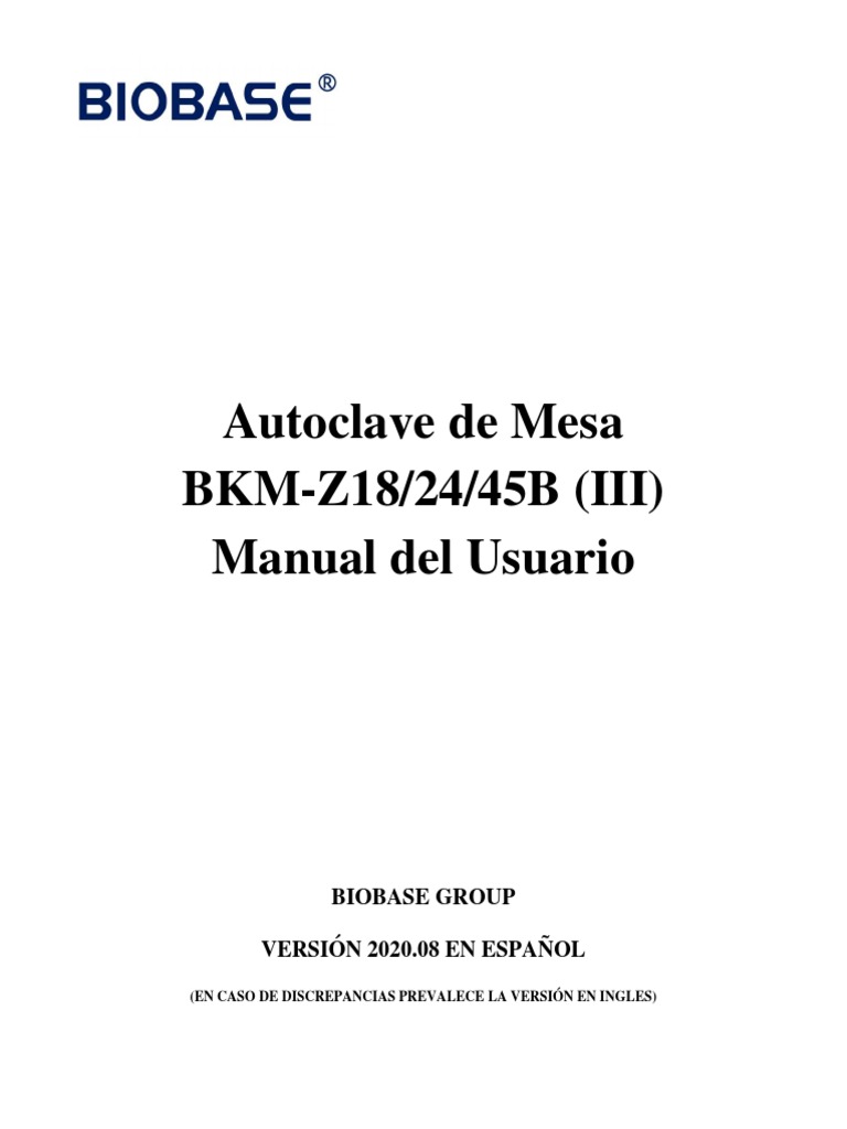 Manual de Autoclave BKM-Z18/24/45B | PDF | Esterilización ...