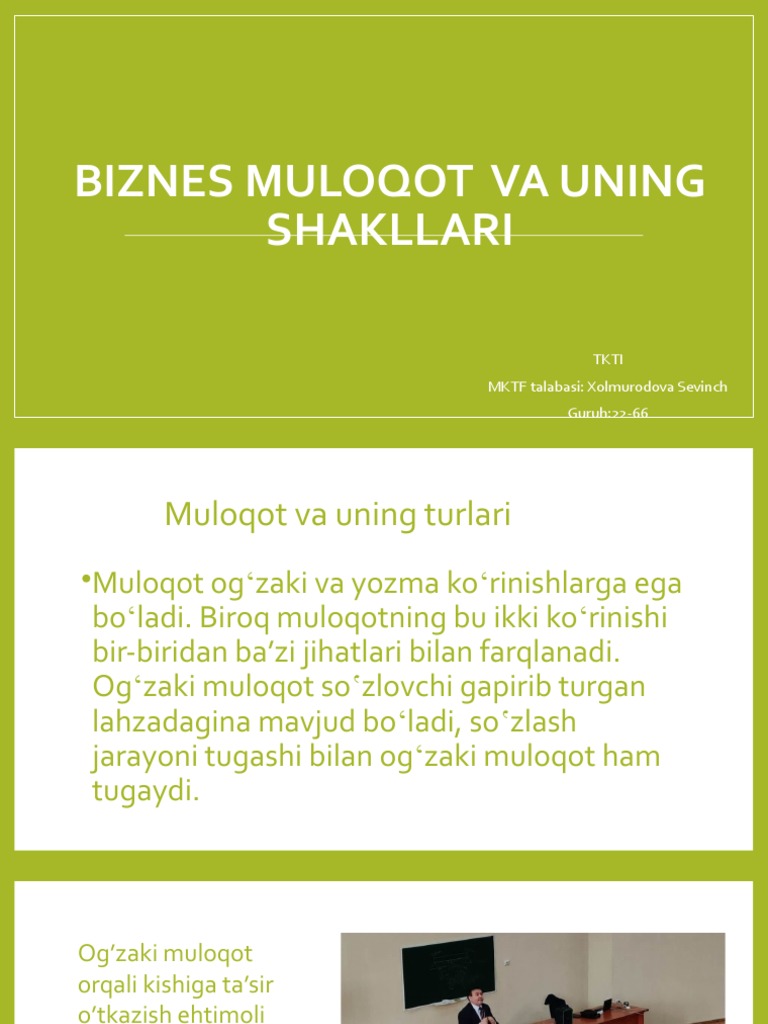 Biznes Muloqot Va Uning Shakllari | PDF