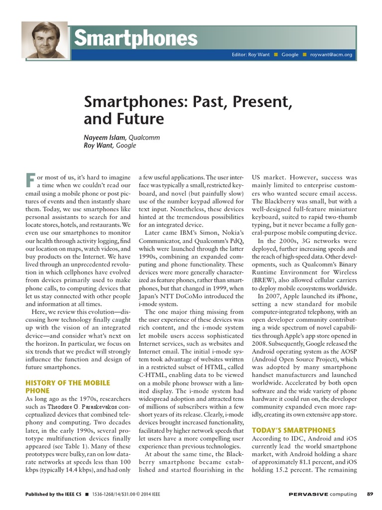 Smartphones Past Present and Future | PDF | Smartphone | Android (Operating System)