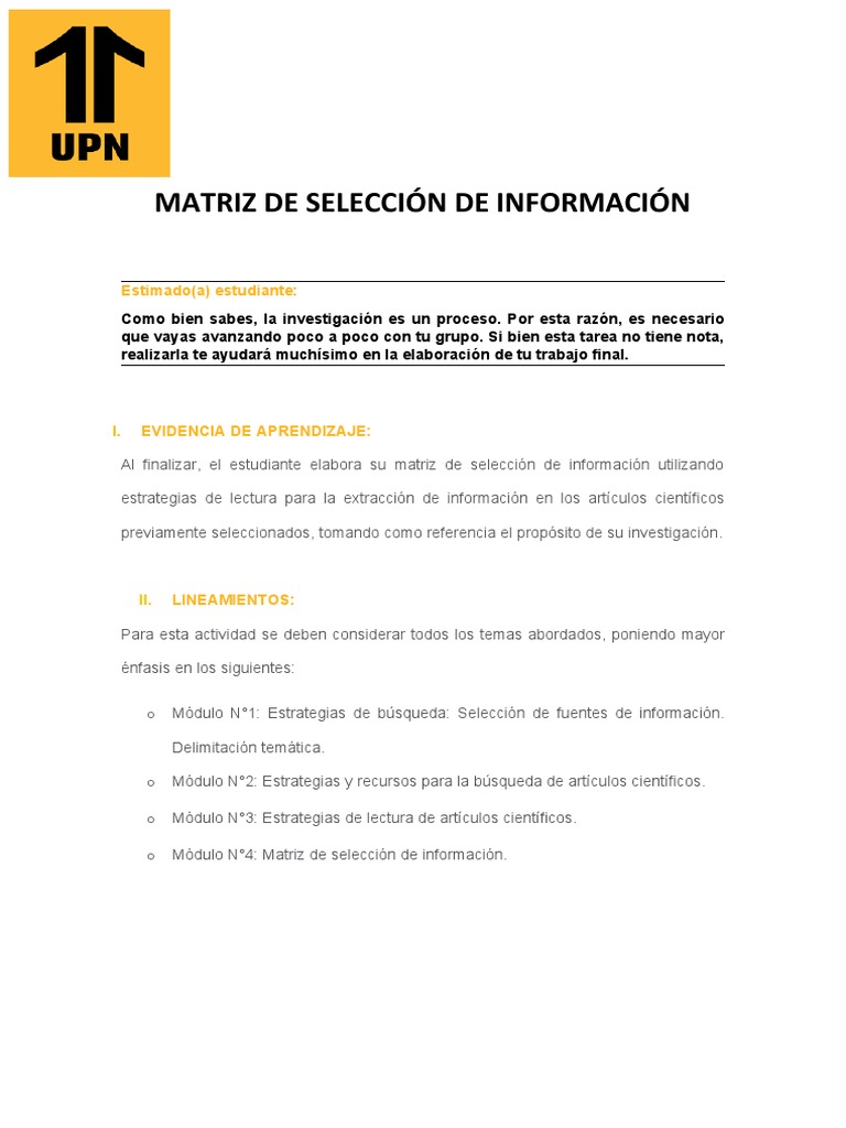 Matriz de Selección de Información | PDF | Informática