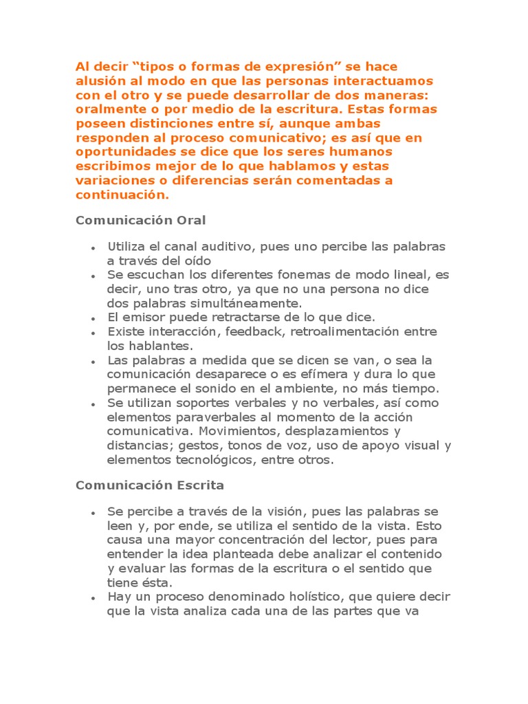 Expresion Oral y Escrita | PDF | Comunicación | Lingüística