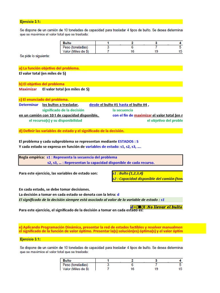 IV82 Solución Ejercicio 3.1 | PDF | Programación dinámica | Matemáticas