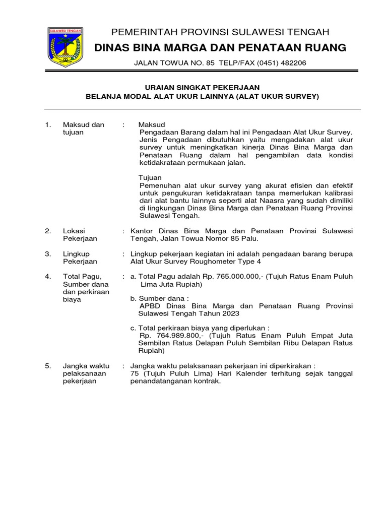 Uraian Singkat Pekerjaan Roughometer | PDF
