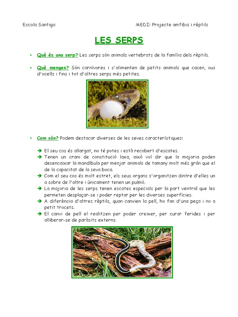 Les Serps Característiques I Curiositats | PDF