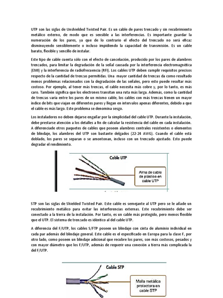 UTP Son Las Siglas de Unshielded Twisted Pair - 064301 | PDF | Ethernet ...