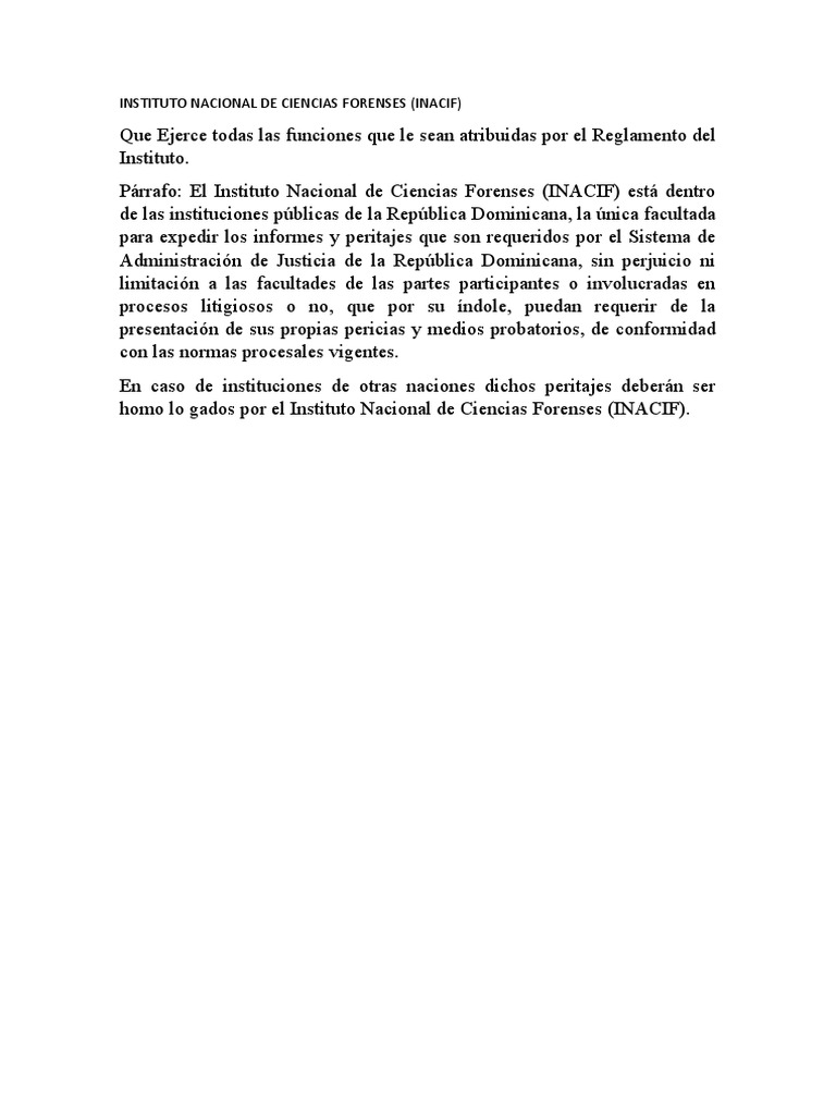 INACIF: Peritajes Forenses en RD | PDF