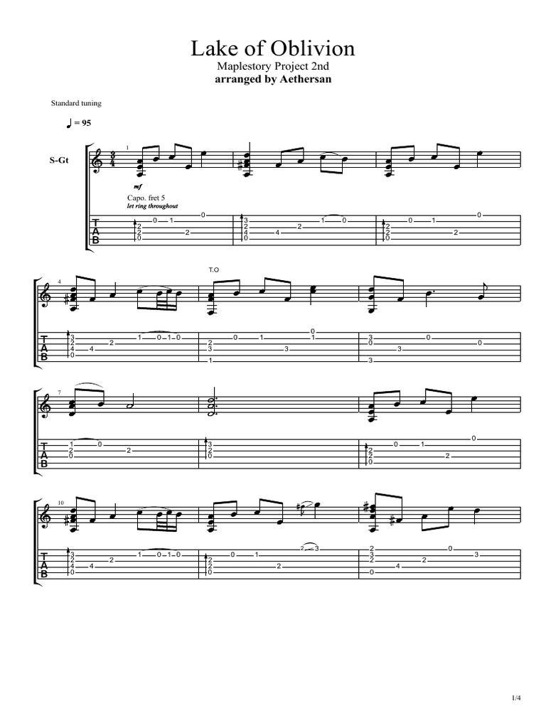 Lake of Oblivion Tab | PDF | Guitar Family Instruments | Necked Lutes