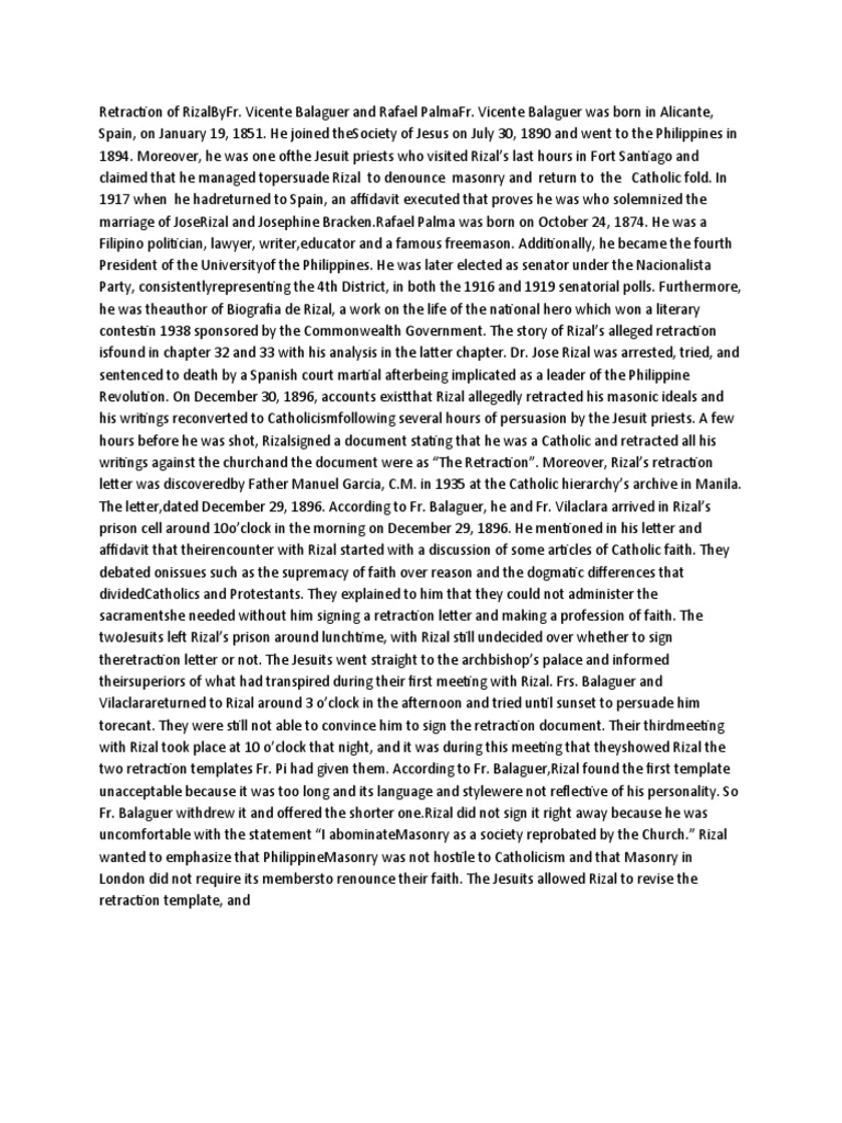 Rizal's Retraction: Jesuit Influence Explained | PDF | Philippines