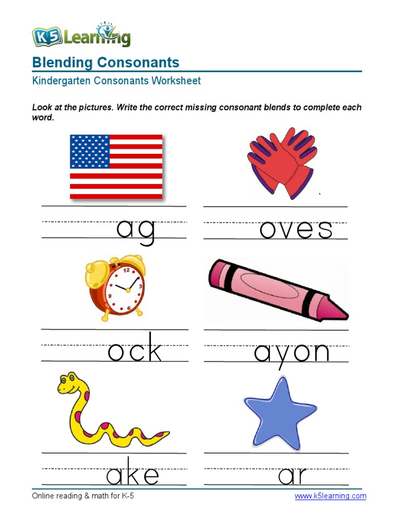 Kindergarten Picture Write Letters Blending Consonants 3 | PDF