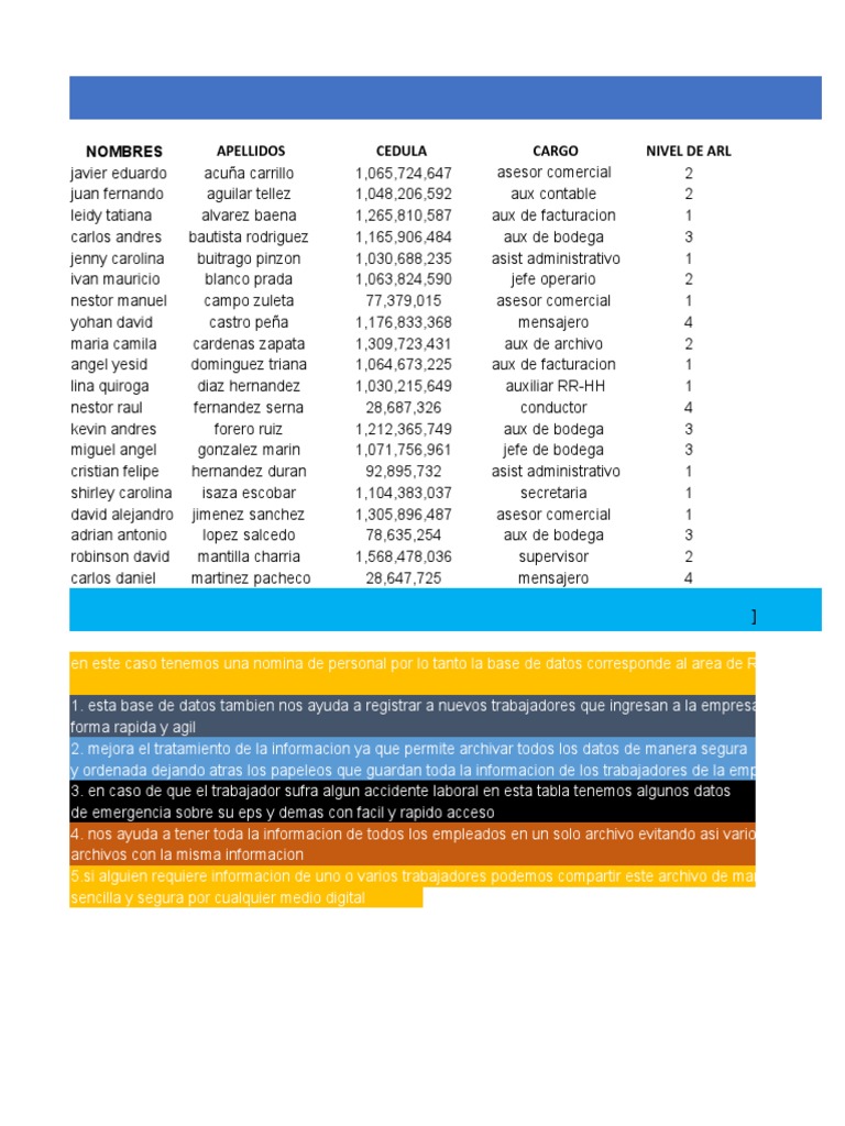 Excel Base de Datos | PDF
