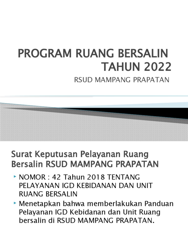 Program Ruang Bersalin - PPT 2022 | PDF