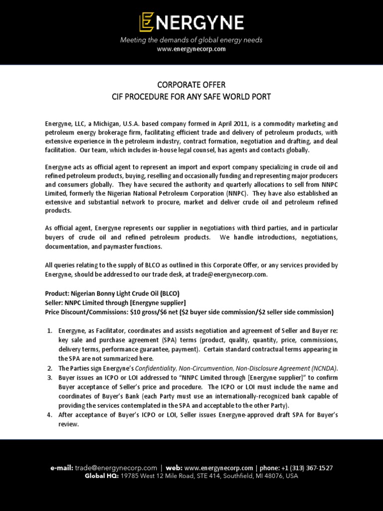 Energyne Corporate Offer - Blco Cif Procedure Aswp DLC (19102022) | PDF ...