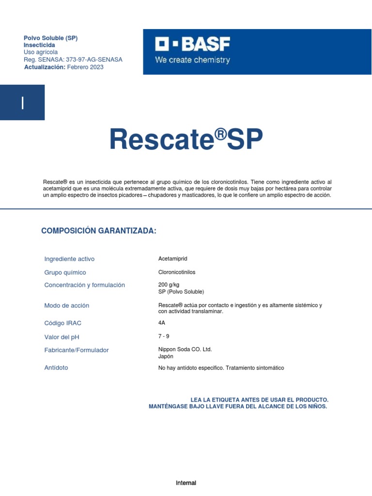 PE - Ficha Tecnica - Rescate® SP | PDF | Agua