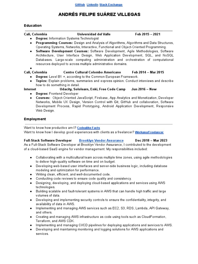 English - RESUME | PDF | Web Application | Software Development