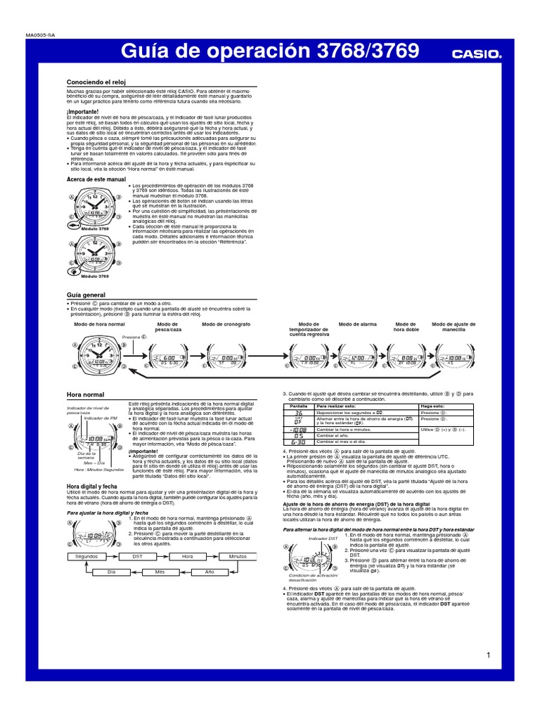 Reloj Casio Instruc | PDF | Hora | Horario de verano