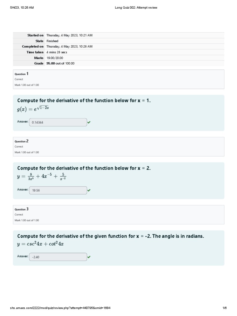 Long Quiz 002 - Attempt Review | PDF | Mathematical Analysis ...