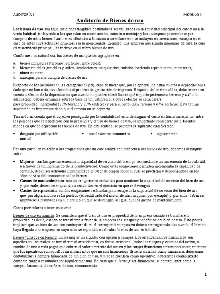 Auditoría I - Módulo 4 | PDF | Depreciación | Contabilidad