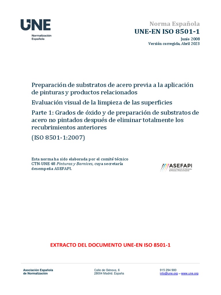 (Ex) Une-En Iso 8501-1 2008 | PDF | Acero | Laminado (metalmecánica)