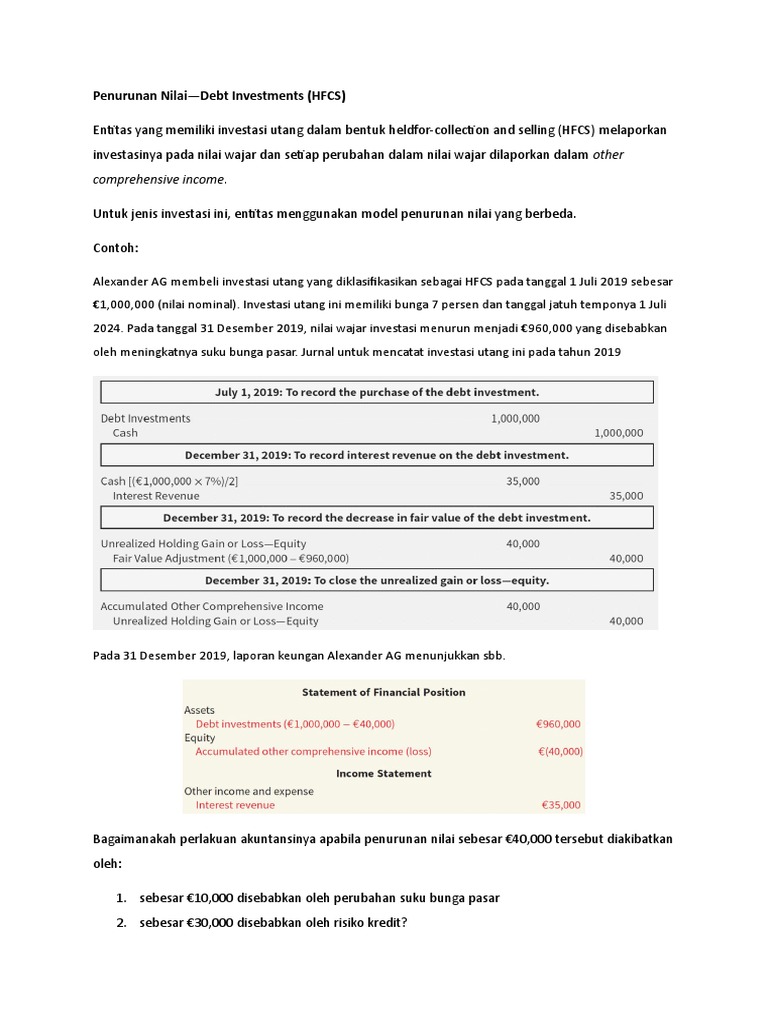 Penurunan Nilai-Debt Investment (HFCS) | PDF | Bisnis | Pengelolaan Keuangan & Uang