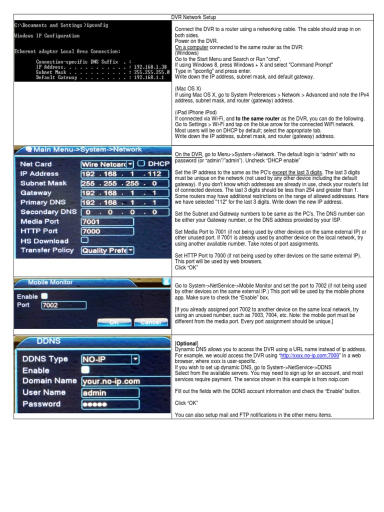 DVR Network Setup Guide | PDF | Port (Computer Networking) | Router (Computing)