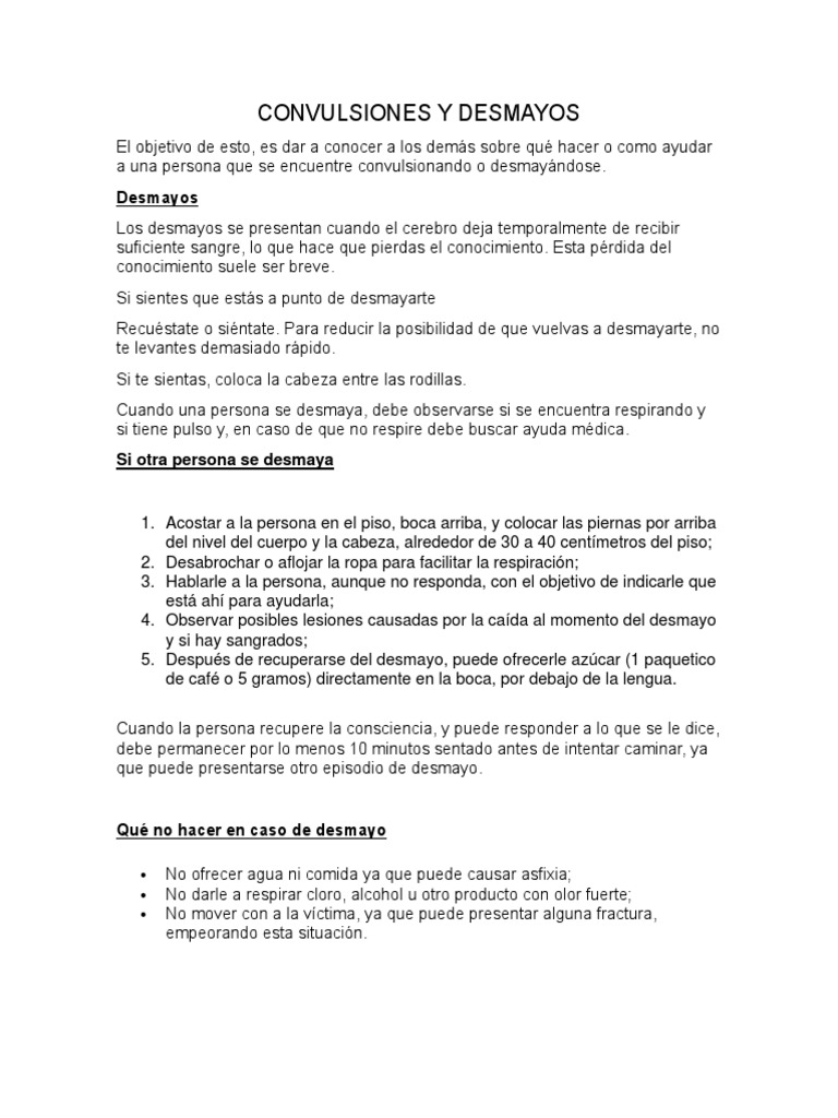 Convulsiones y Desmayos | PDF | Medicina CLINICA | Enfermedades y ...
