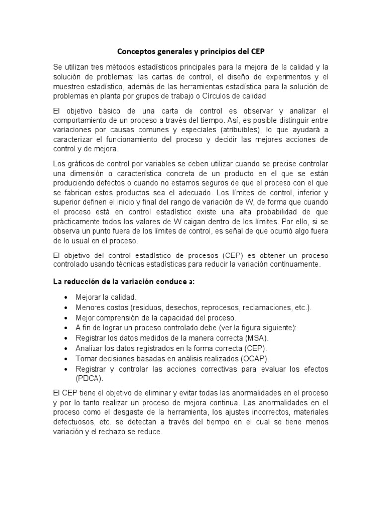 Conceptos Generales y Principios Del CEP | PDF | Estadísticas