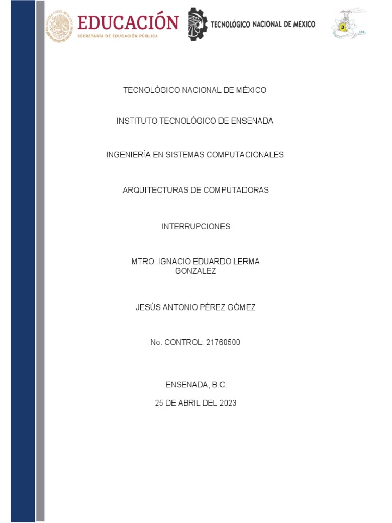Interrupciones | PDF | Unidad Central de procesamiento | Programa de computadora