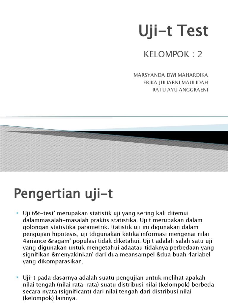 Pengertian dan Tujuan Uji T Statistik | PDF | Sains & Matematika