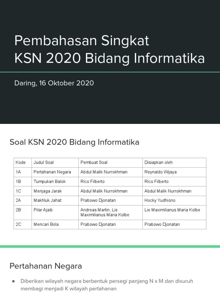 Pembahasan Singkat KSN 2020 | PDF