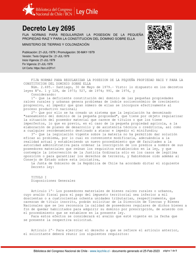 DL-2695 - 21-JUL-1979 Actualizado | PDF | Propiedad | Oficial general