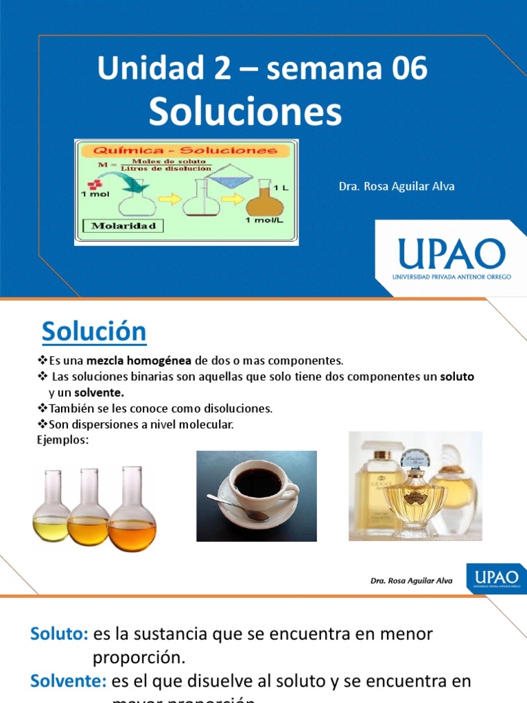 Diapositivas Teoria +soluciones+ Semana+6 2023 | PDF | Solubilidad | Concentración
