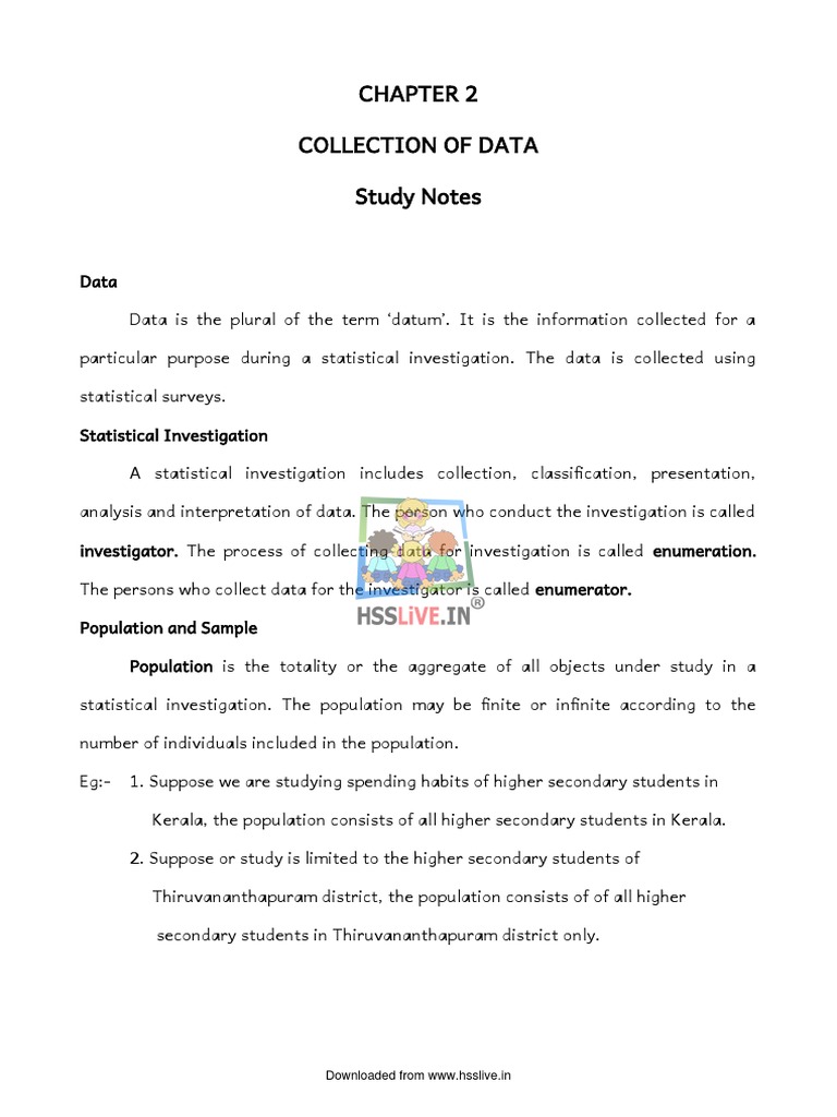 Hsslive Xi 2 Collection Of Data Pdf Data Quantitative Research 
