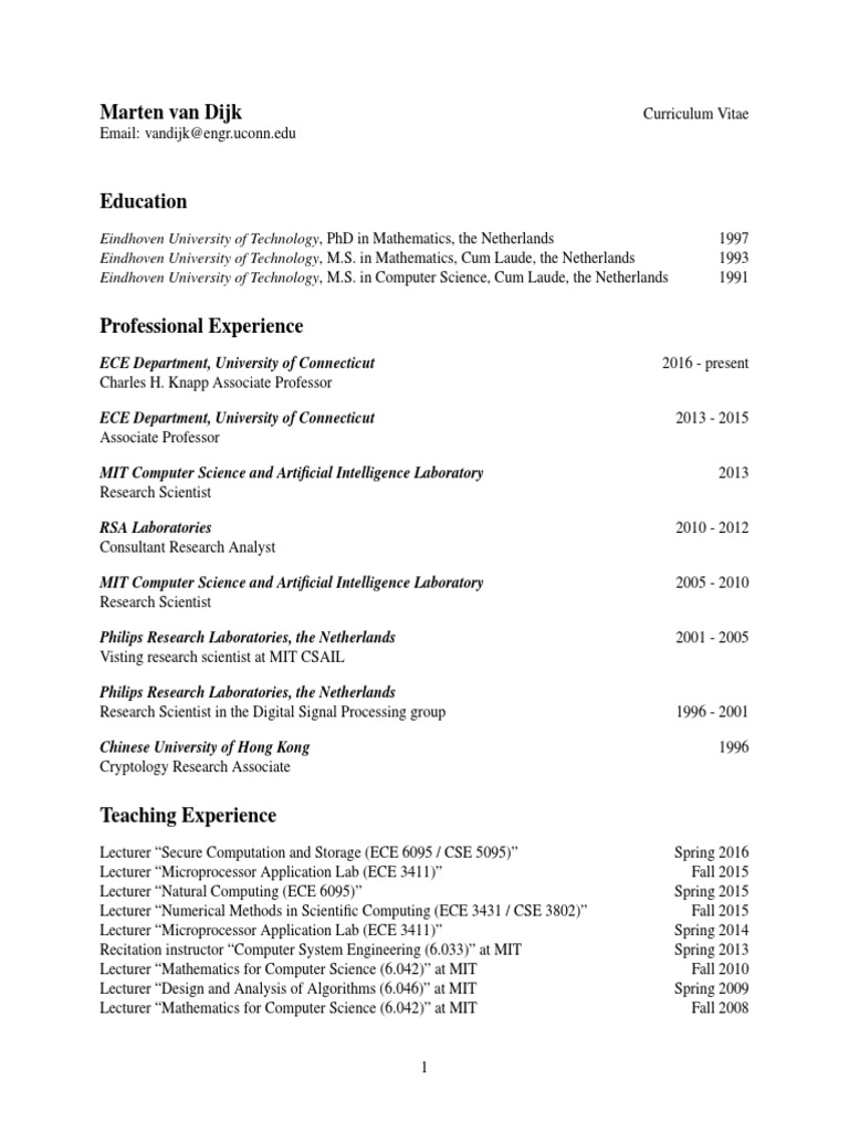 Marten Van Dijk | PDF | Applied Mathematics | Computer Science