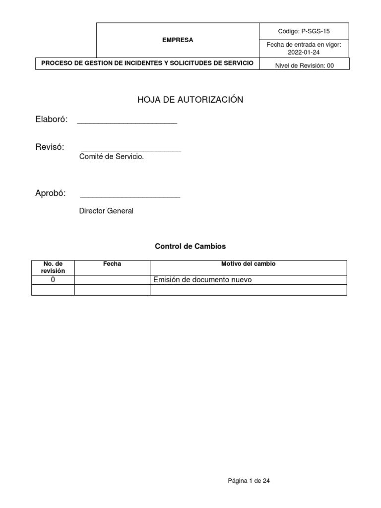 P-SGS-15 Procedimiento de Gestion de Incidentes y Solicitudes de ...