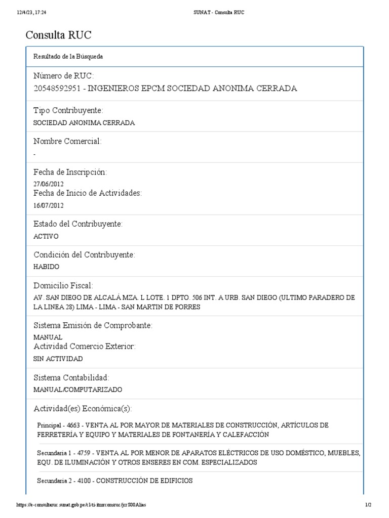 SUNAT - Consulta RUC1 | PDF