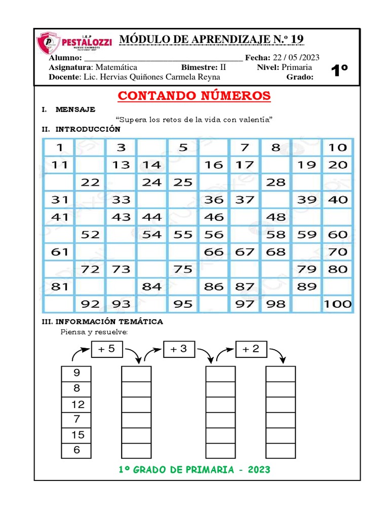 Contando Números: Módulo de Aprendizaje N.º | PDF