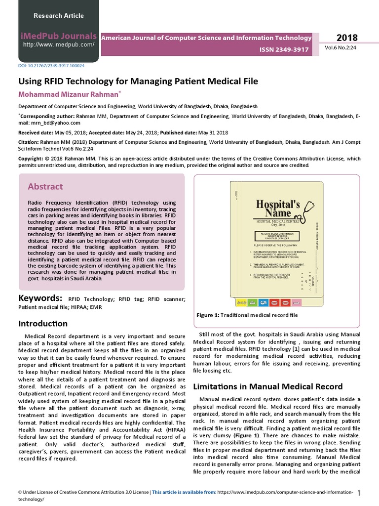 Using RFID Technology For Managing Patient Medical | PDF | Radio ...