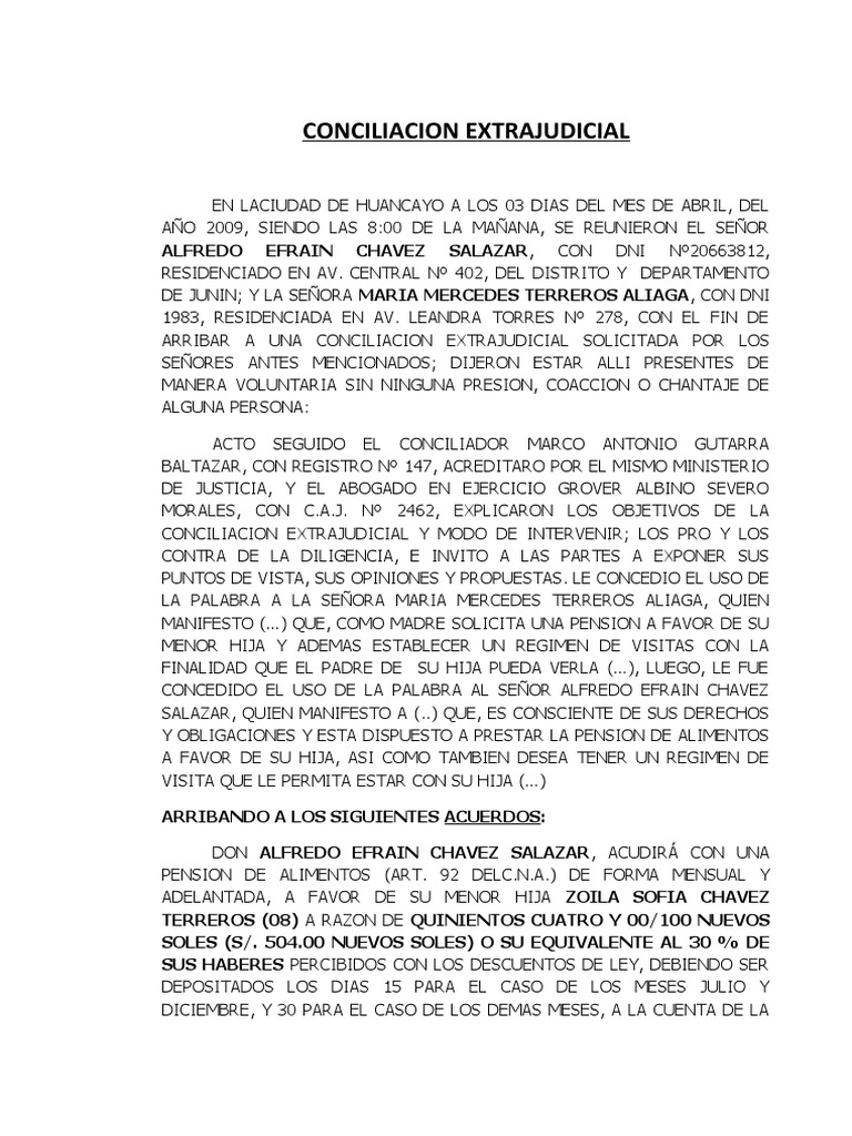 Conciliacion Extrajudicial | PDF