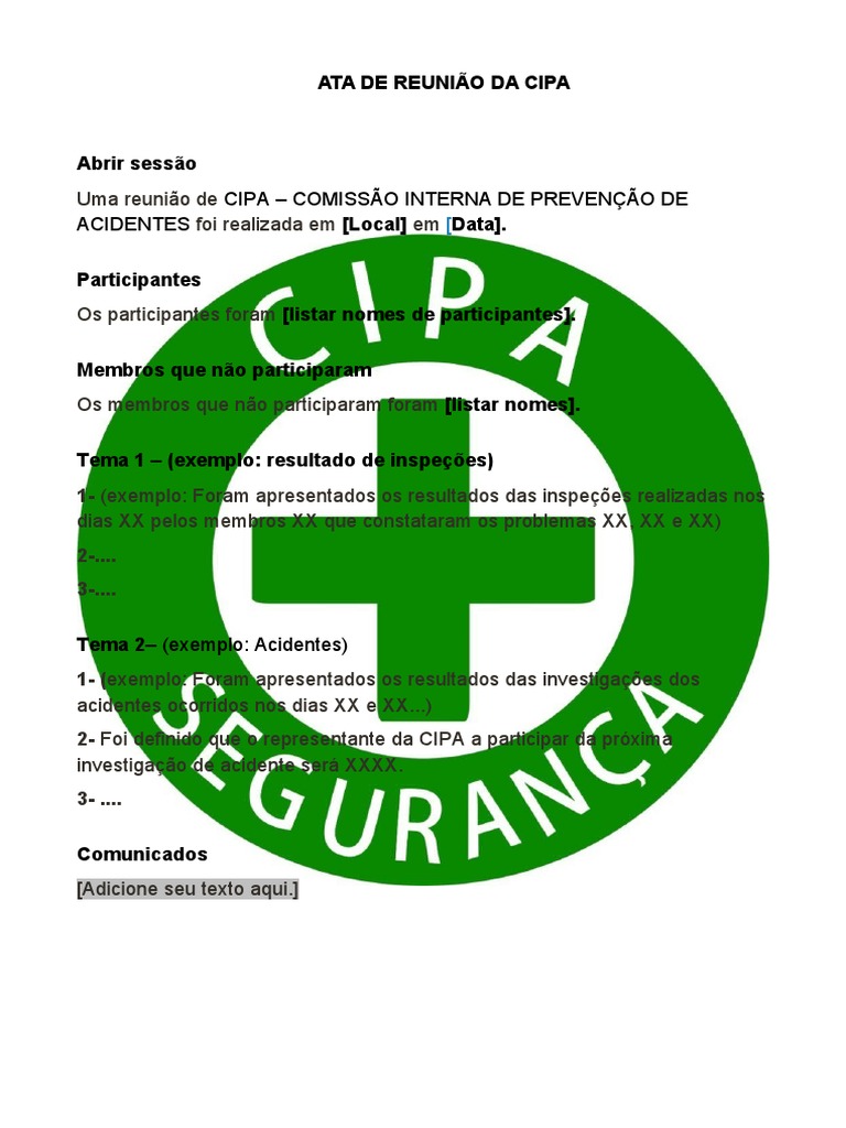 Ata da Reunião da CIPA | PDF | Ciências e Matemática