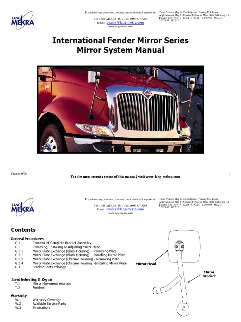 LANG MEKRA Manual Servicio International 7600 Capot Premium | PDF ...